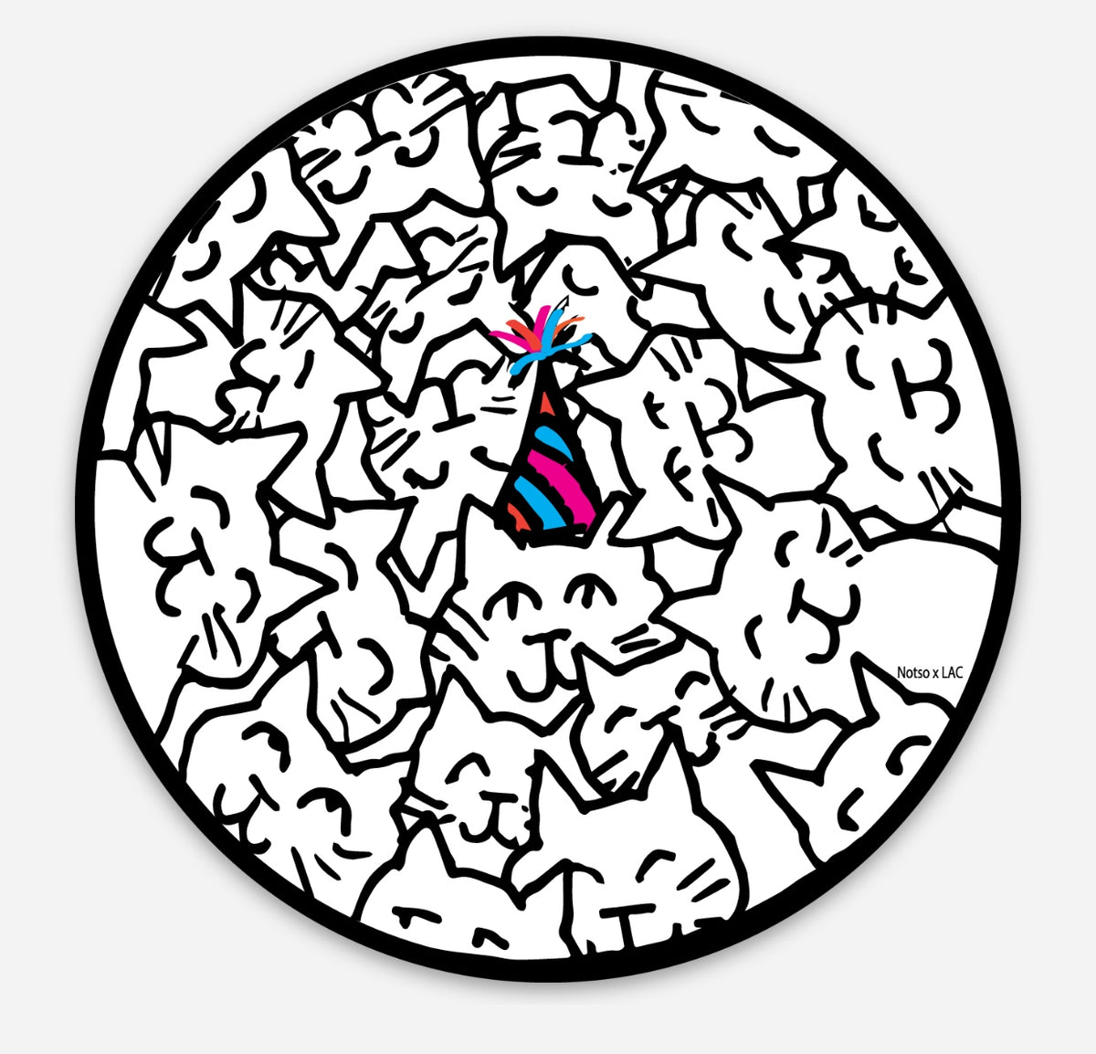 Party Cats 3” Sticker – Notso Kitty