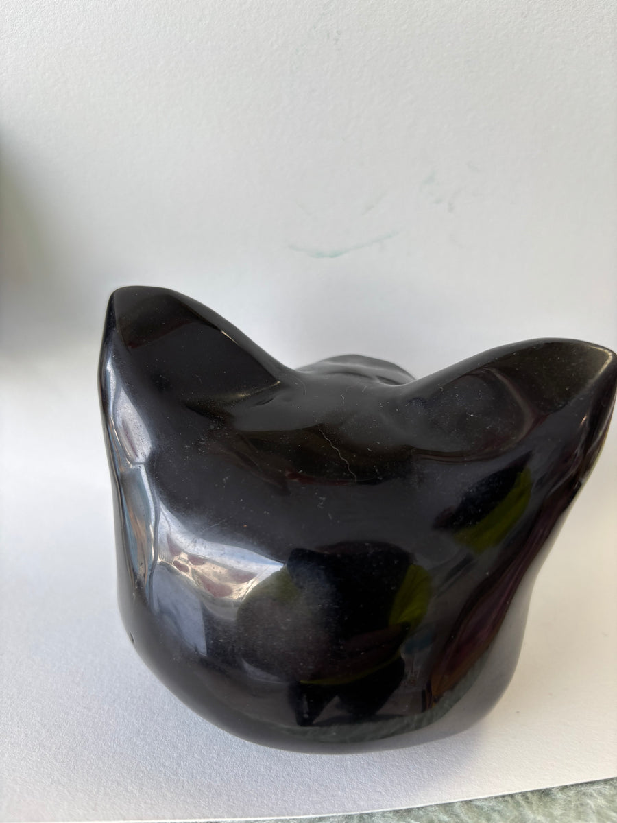 Huge 5” Obsidian Cat crystal Carving – Notso Kitty